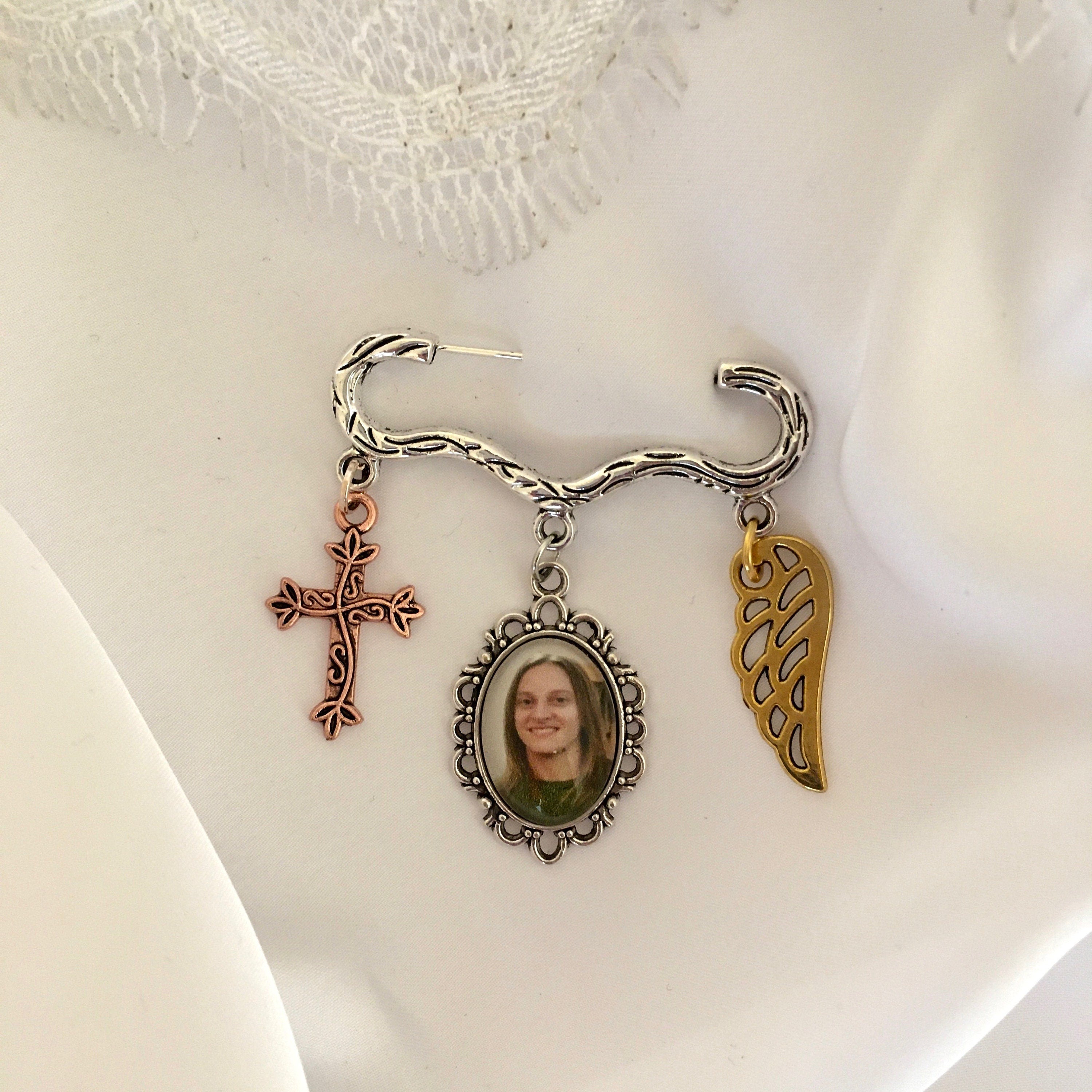 Memorial Pin, Bouquet Charm, Memorial Gift for Groom, Boutonniere Pin ...